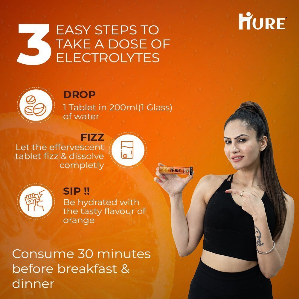 HURE Electrolyte Energy Booster 15 effervescent tablets (Orange) | Pac ...
